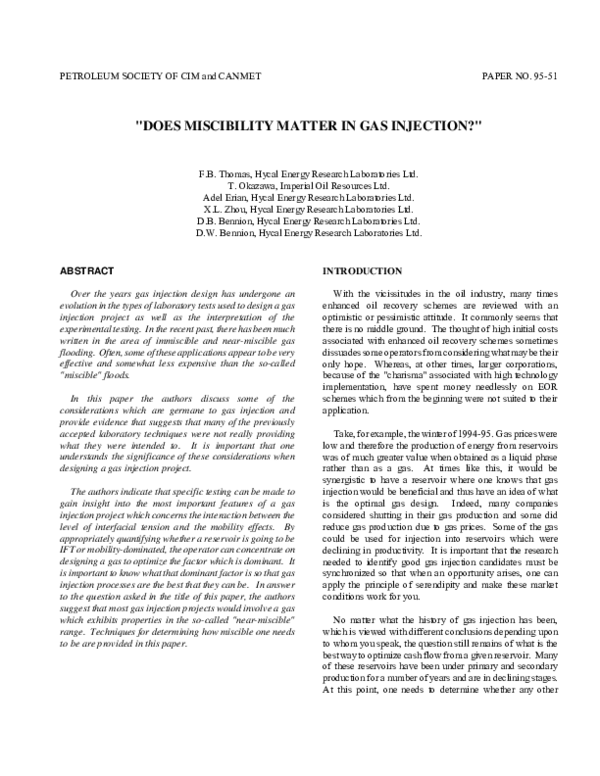 (PDF) Does Miscibility Matter In Gas Injection?