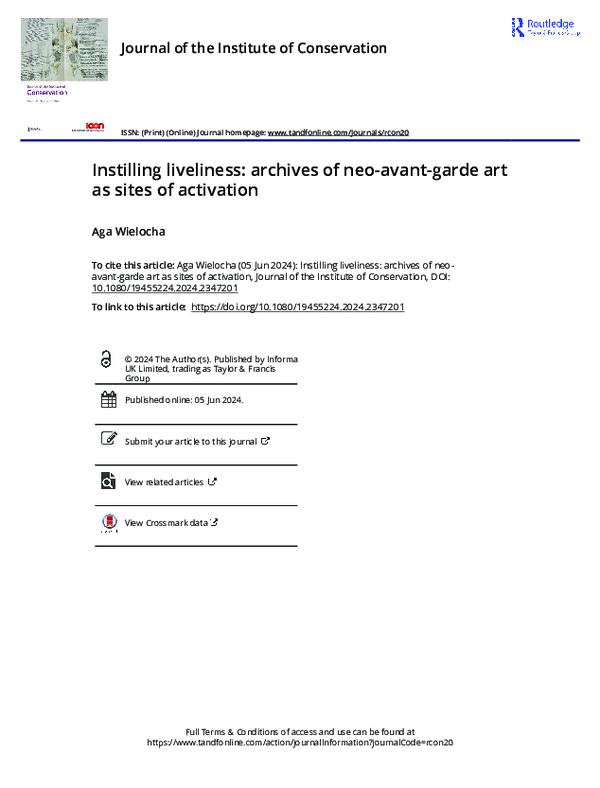 (PDF) Instilling liveliness: archives of neo-avant-garde art as sites ...