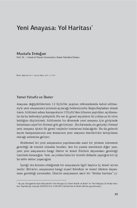 (PDF) Yeni Anayasa: Yol Haritası