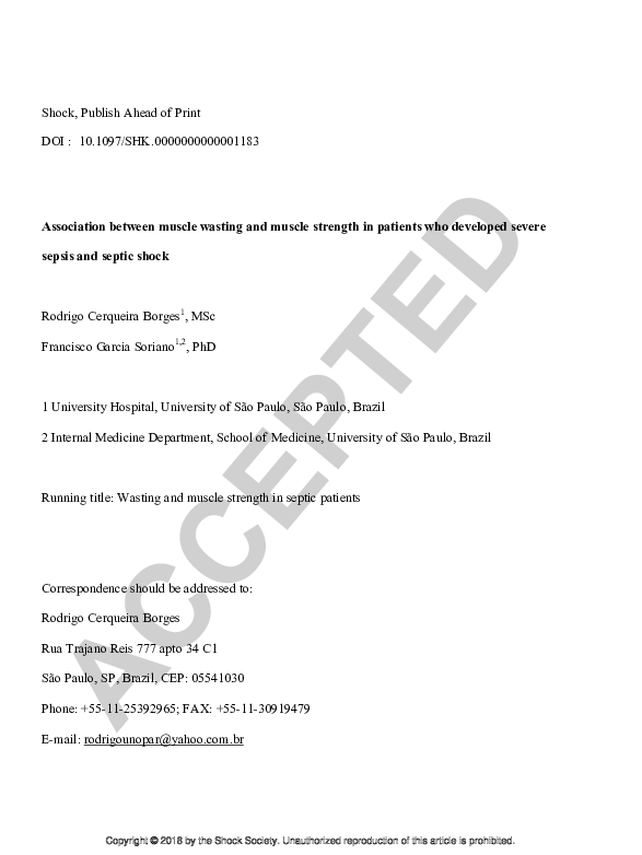 (PDF) Association Between Muscle Wasting and Muscle Strength in ...