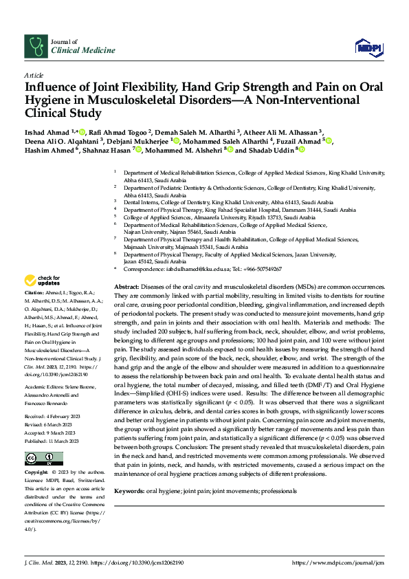 (PDF) Influence of Joint Flexibility, Hand Grip Strength and Pain on ...