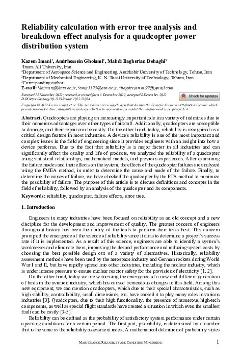 (PDF) Reliability calculation with error tree analysis and breakdown effect analysis for a ...