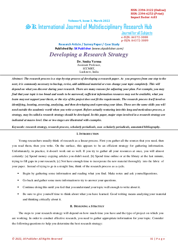 (PDF) Developing a Research Strategy