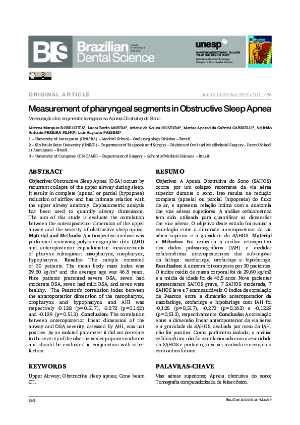 (PDF) Measurement of pharyngeal segments in Obstructive Sleep Apnea