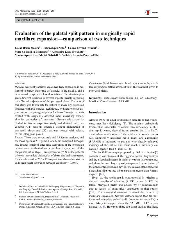 (PDF) Evaluation of the palatal split pattern in surgically rapid ...