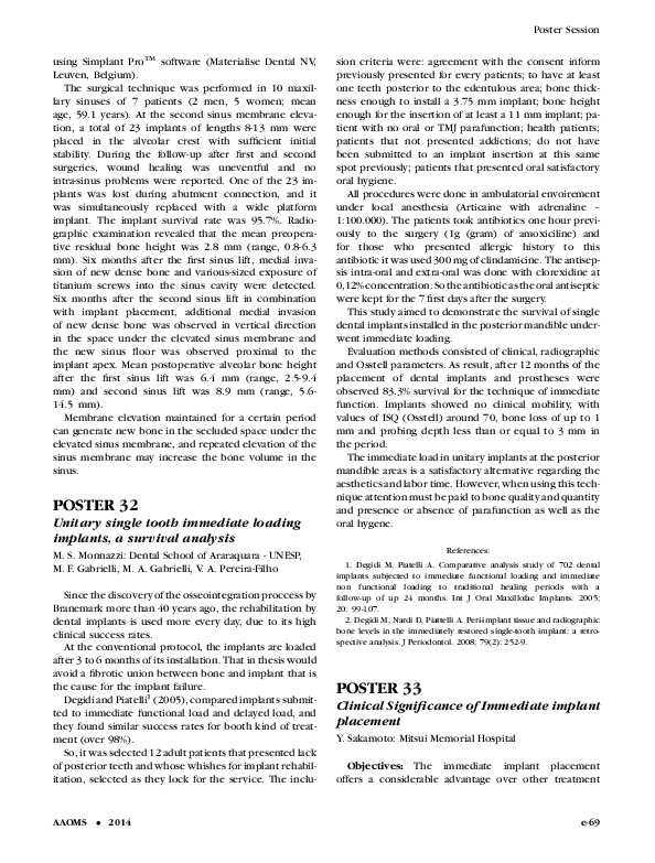 (PDF) Unitary single tooth immediate loading implants, a survival analysis