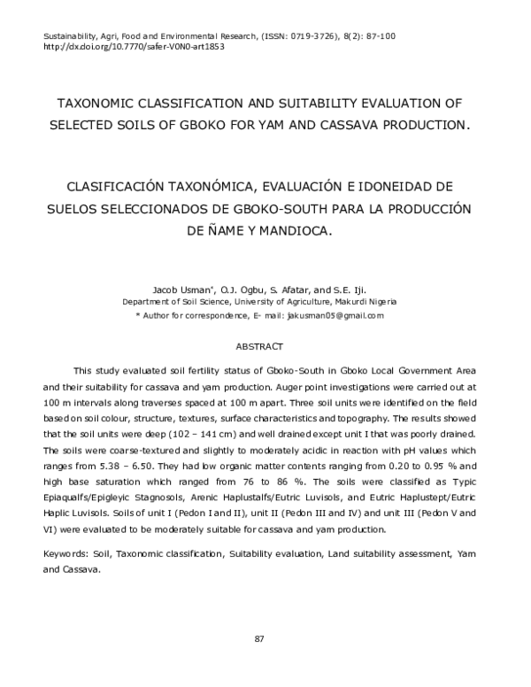 (PDF) Taxonomic Classification and Suitability Evaluation of Selected ...