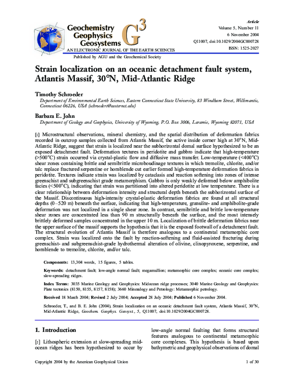 (PDF) Strain localization on an oceanic detachment fault system ...