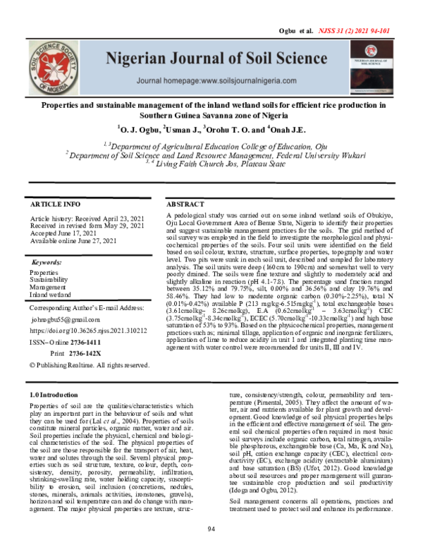 (PDF) Properties and sustainable management of the inland wetland soils ...
