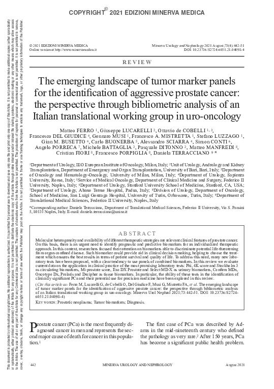 (PDF) The emerging landscape of tumor marker panels for the ...