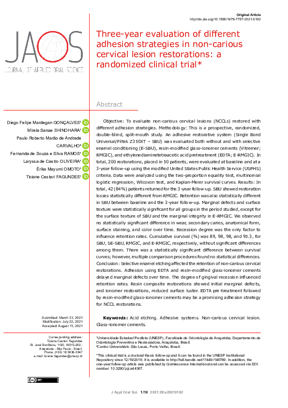 (PDF) Three-year evaluation of different adhesion strategies in non ...