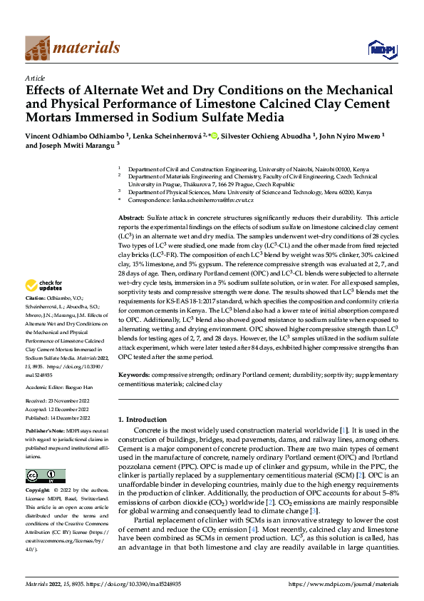(PDF) Effects of Alternate Wet and Dry Conditions on the Mechanical and Physical Performance of ...
