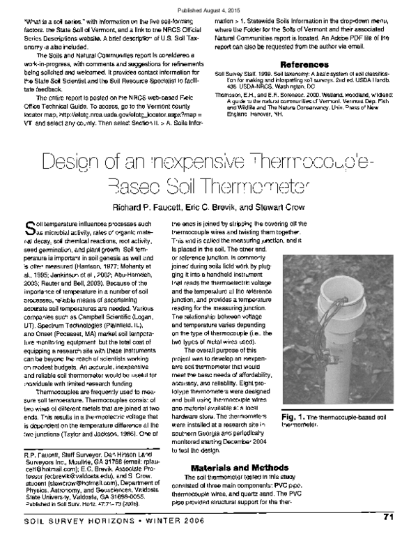 (PDF) Design of an Inexpensive Thermocouple-Based Soil Thermometer