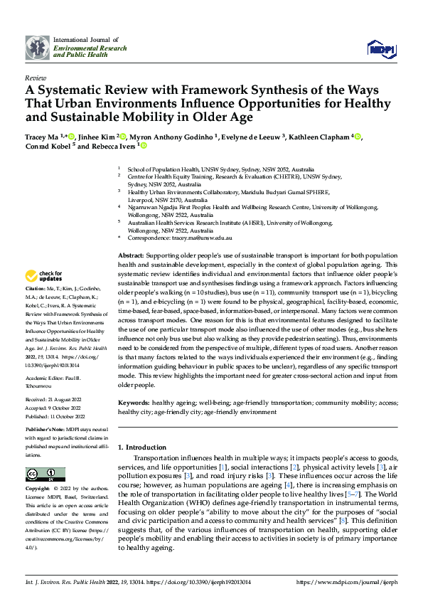 (PDF) A Systematic Review with Framework Synthesis of the Ways That Urban Environments Influence ...