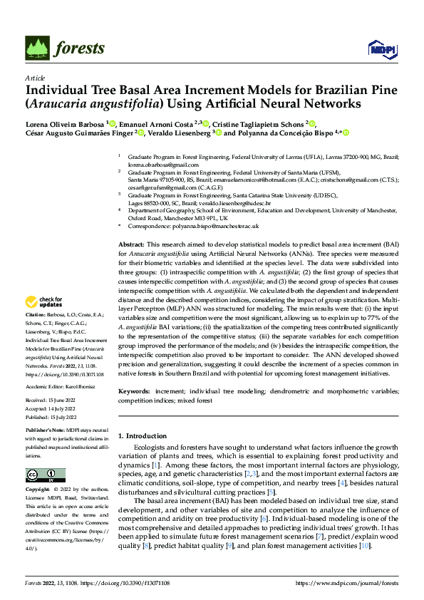 (PDF) Individual Tree Basal Area Increment Models for Brazilian Pine ...