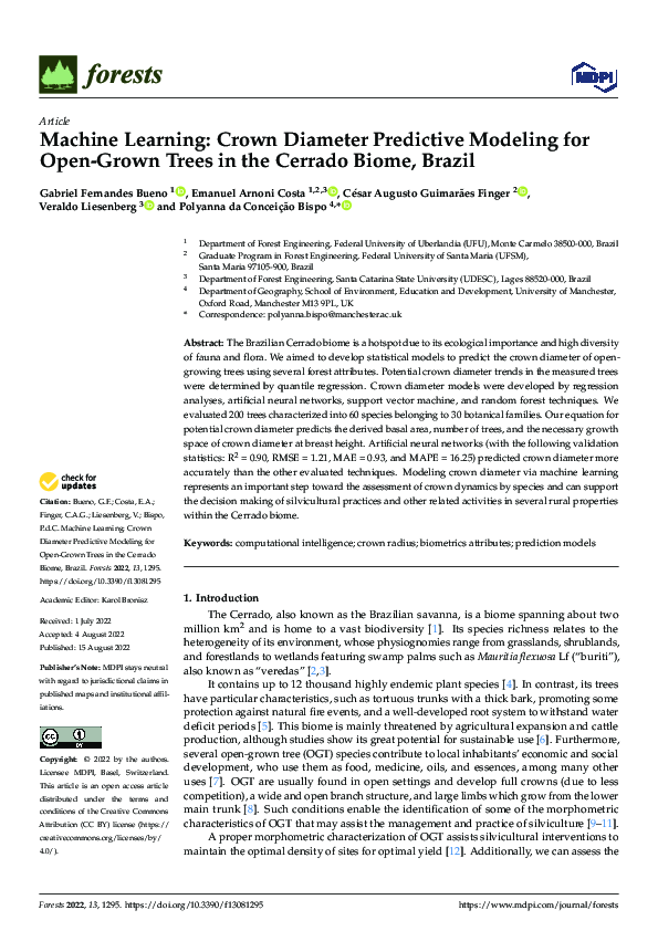 (PDF) Machine Learning: Crown Diameter Predictive Modeling for Open ...
