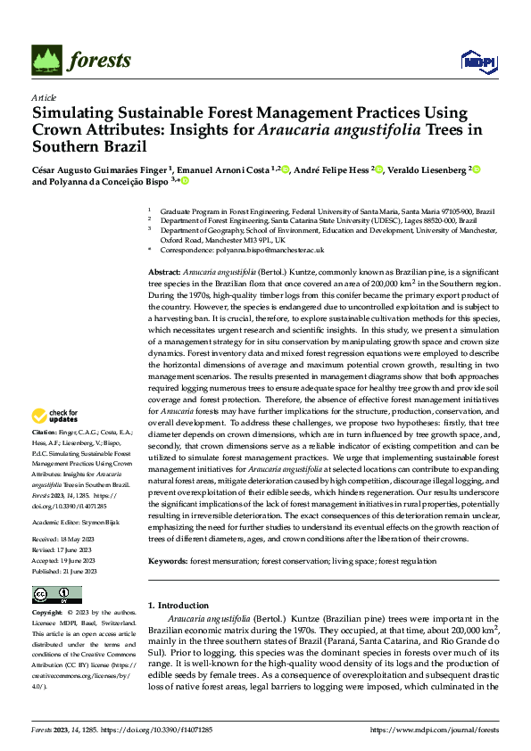 (PDF) Simulating Sustainable Forest Management Practices Using Crown ...