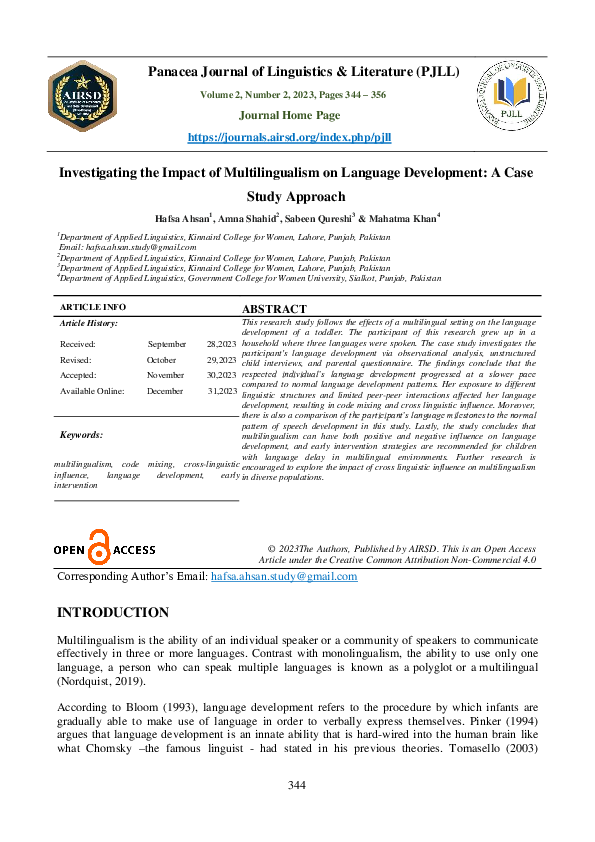 (PDF) Investigating the Impact of Multilingualism on Language Development: A Case Study Approach