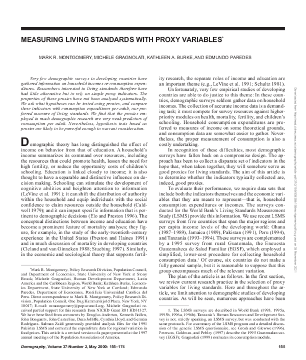 (PDF) Measuring living standards with proxy variables