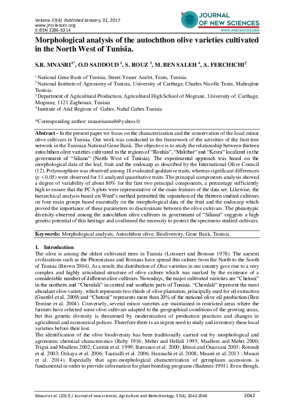 (PDF) Morphological analysis of the autochthon olive varieties ...