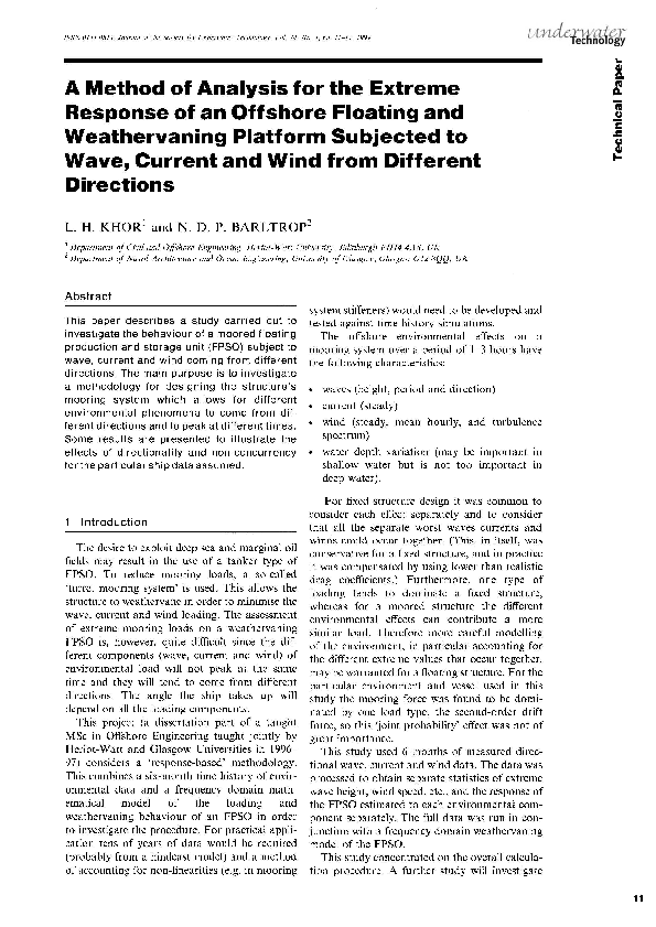 (PDF) A Method of Analysis for the Extreme Response of an Offshore ...