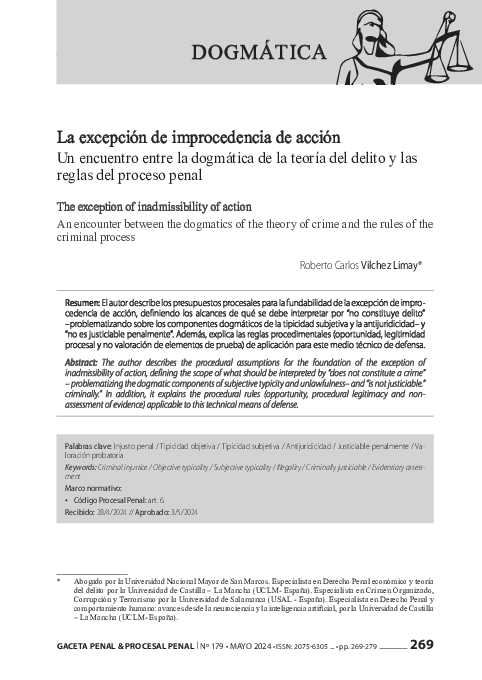 (PDF) La excepción de improcedencia de acción. Un encuentro entre la dogmática de la teoría del ...