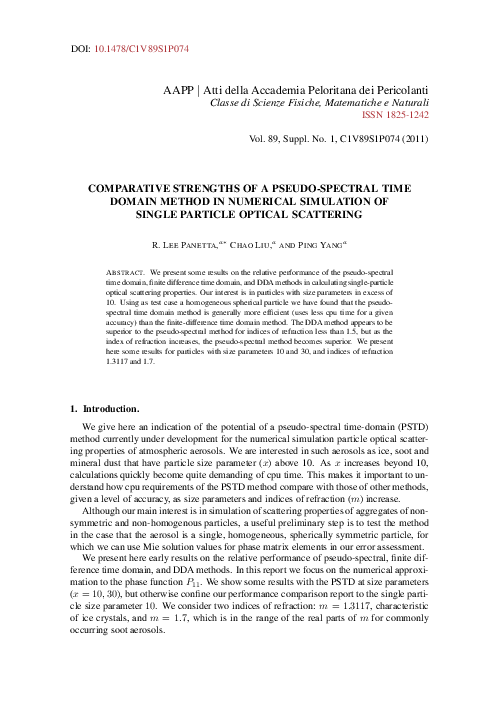 Pdf Comparative Strengths Of A Pseudo Spectral Time Domain Method In Numerical Simulation Of