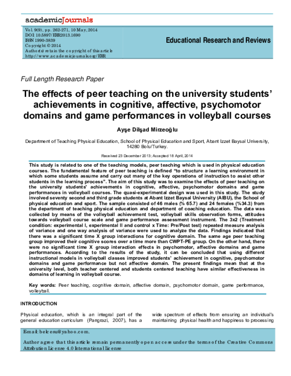 (PDF) The effects of peer teaching on the university students ...