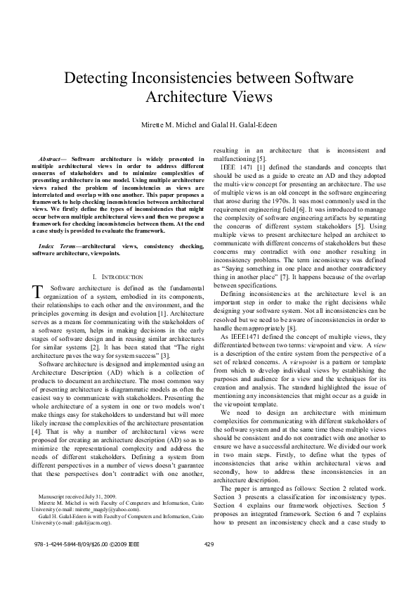 (PDF) Detecting inconsistencies between software architecture views | Galal Galal Edeen ...