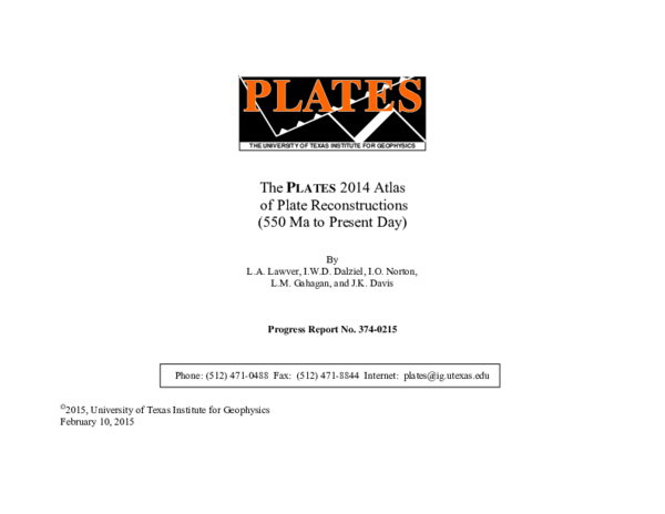 (PDF) The PLATES 2014 Atlas of Plate Reconstructions (550 Ma to Present ...