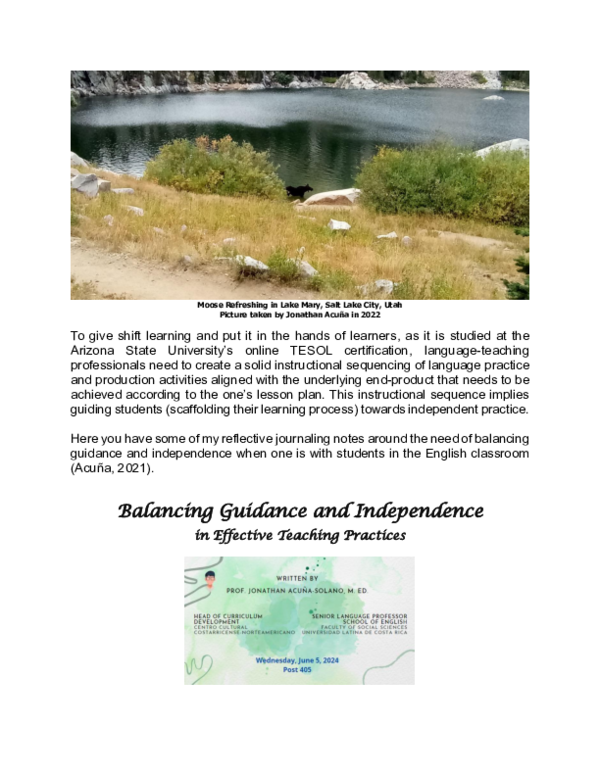 (PDF) Balancing Guidance and Independence in Effective Teaching Practices