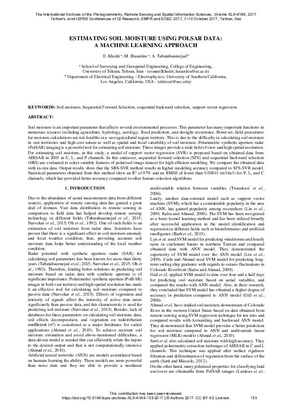 (PDF) Estimating Soil Moisture Using Polsar Data: A Machine Learning Approach