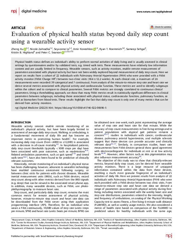 (PDF) Evaluation of physical health status beyond daily step count ...