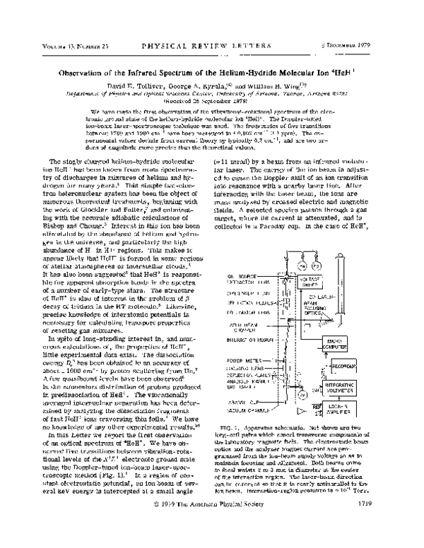 (PDF) Observation of the Infrared Spectrum of the Helium-Hydride ...