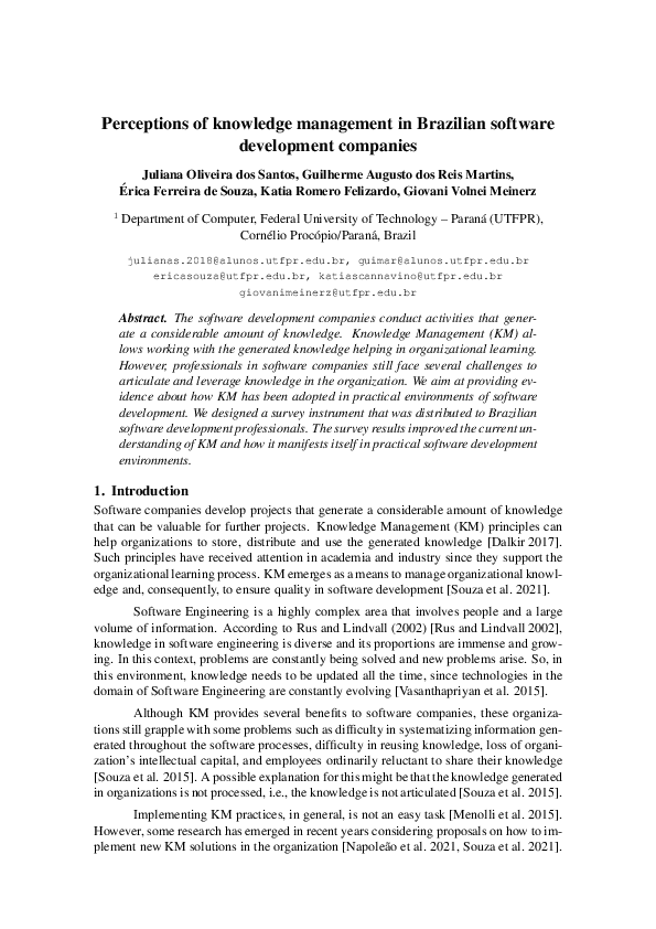 (PDF) Perceptions of knowledge management in Brazilian software ...