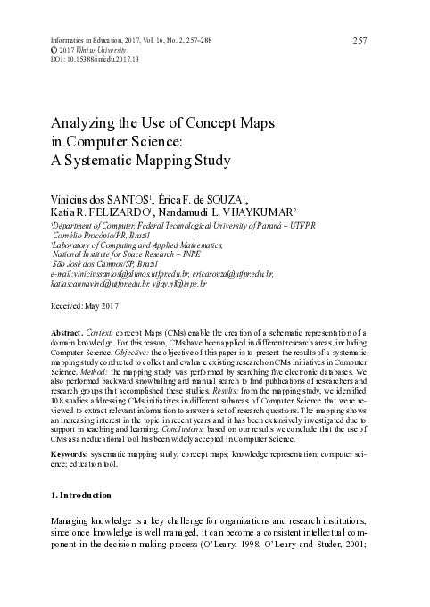 (PDF) Analyzing the Use of Concept Maps in Computer Science: A Systematic Mapping Study