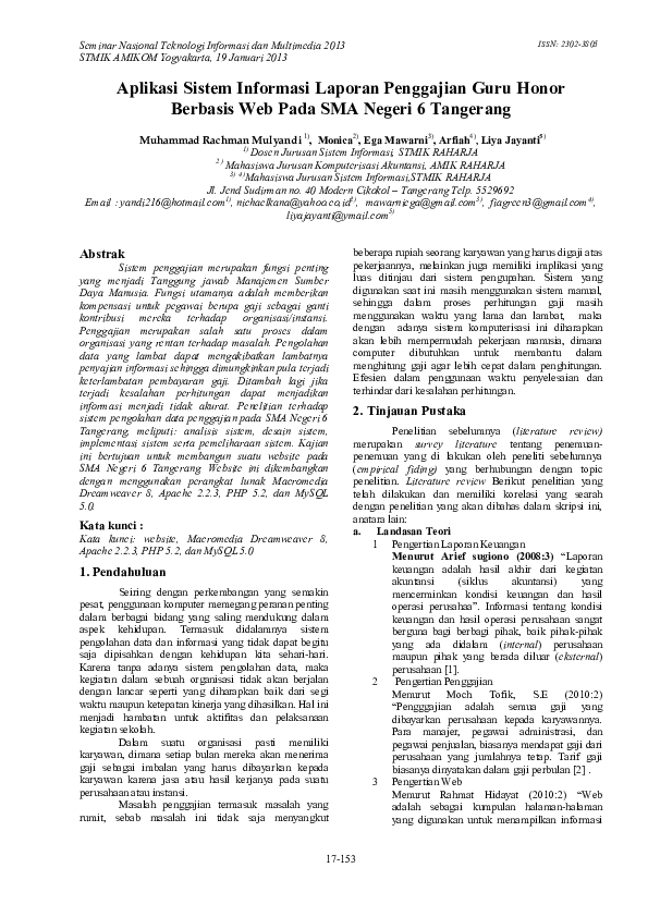 (PDF) Aplikasi Sistem Informasi Laporan Penggajian Guru Honor Berbasis Web Pada SMA Negeri 6 ...