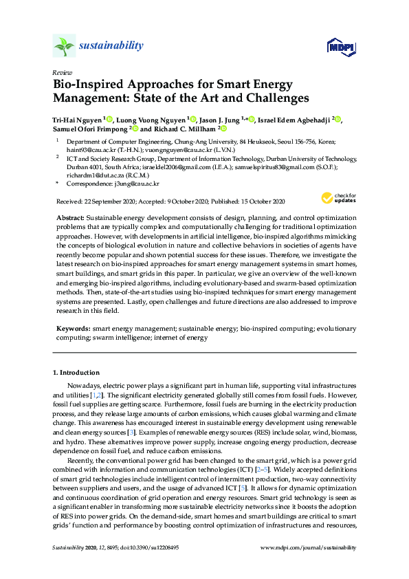 (PDF) Bio-Inspired Approaches for Smart Energy Management: State of the Art and Challenges