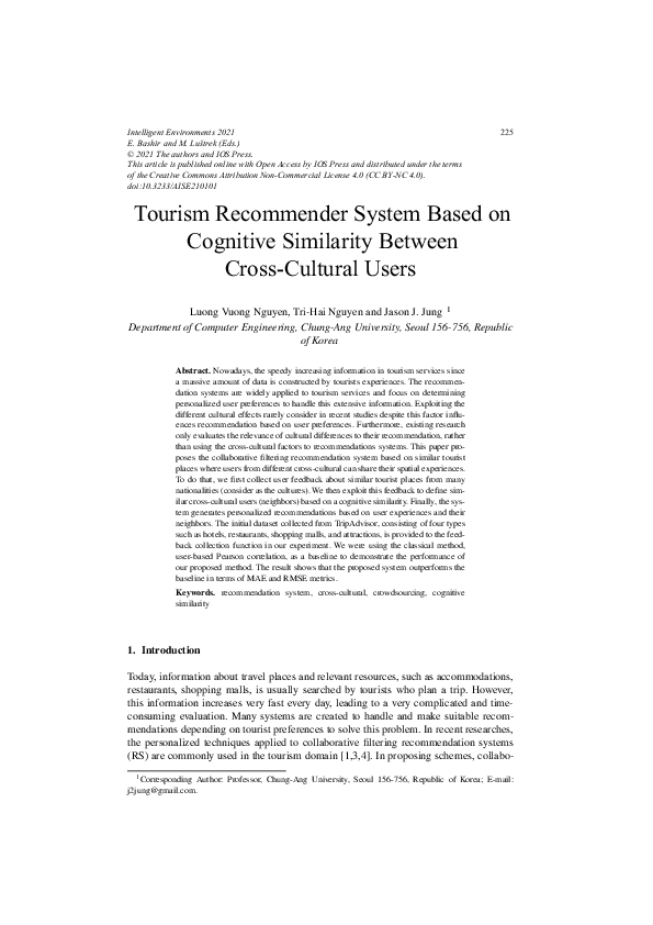 (PDF) Tourism Recommender System Based on Cognitive Similarity Between Cross-Cultural Users
