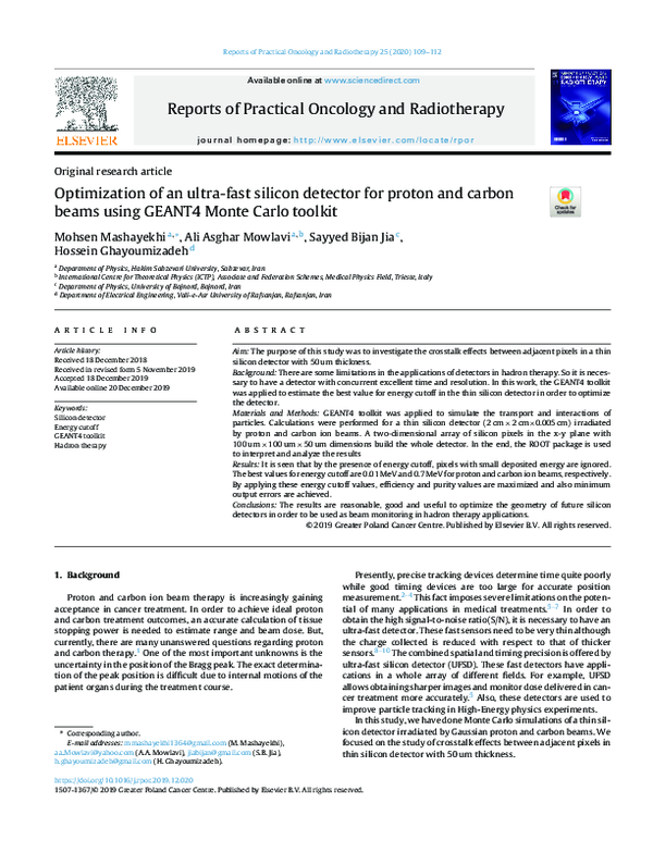 (PDF) Optimization of an ultra-fast silicon detector for proton and carbon beams using GEANT4 ...