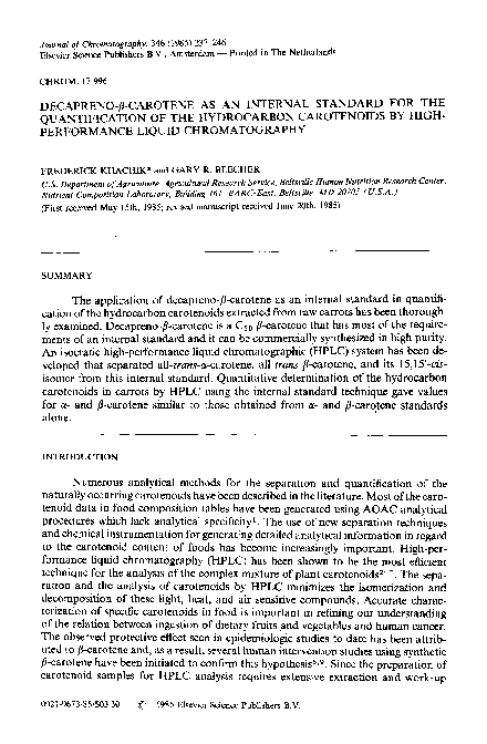 (PDF) Decapreno-β-carotene as an internal standard for the ...