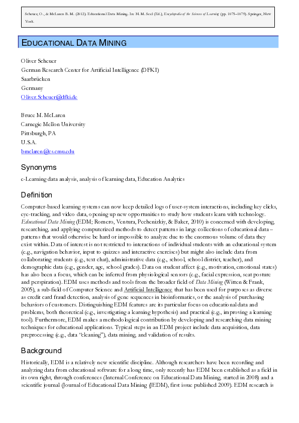 (PDF) Educational Data Mining