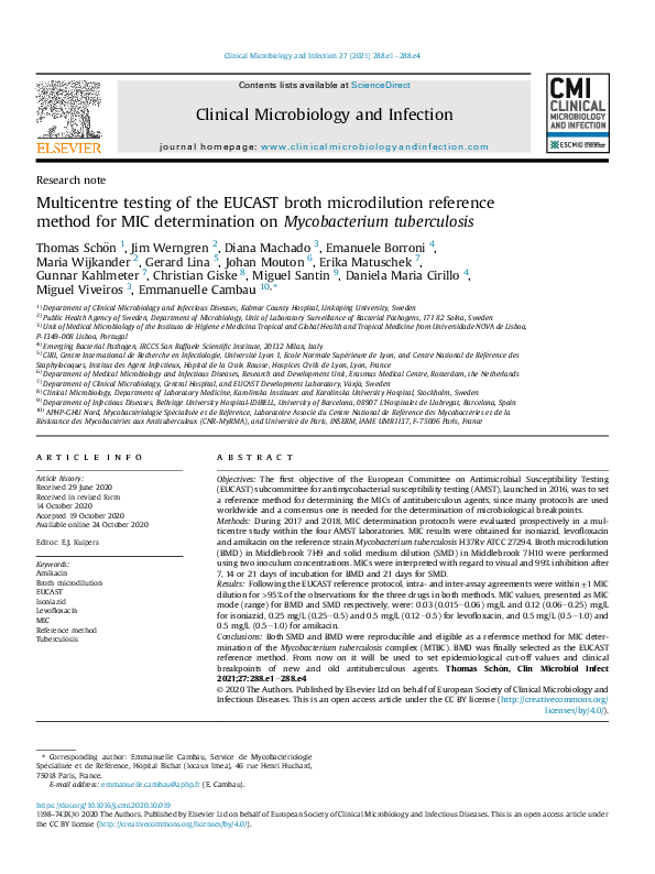(PDF) Multicentre testing of the EUCAST broth microdilution reference ...