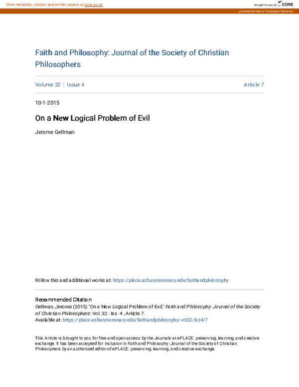 (PDF) On a New Logical Problem of Evil