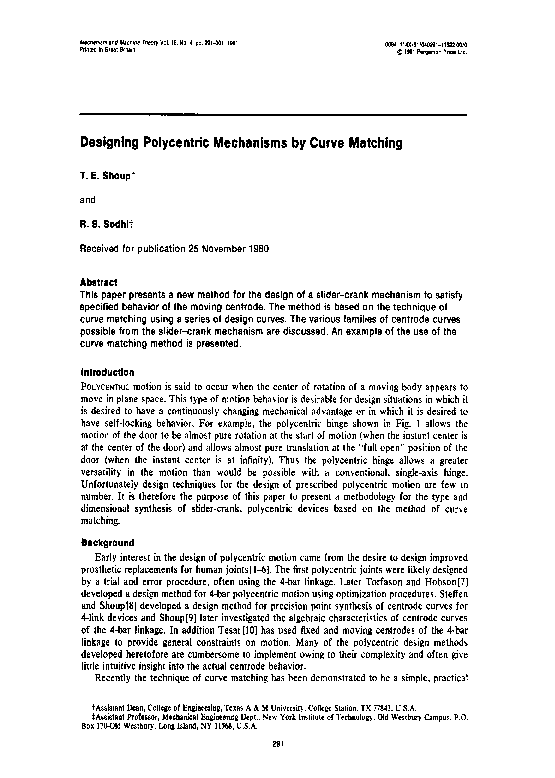 Designing polycentric mechanisms by curve matching