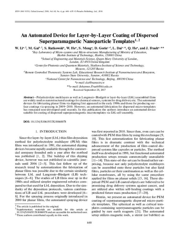 (PDF) An Automated Device for Layer-by-Layer Coating of Dispersed ...