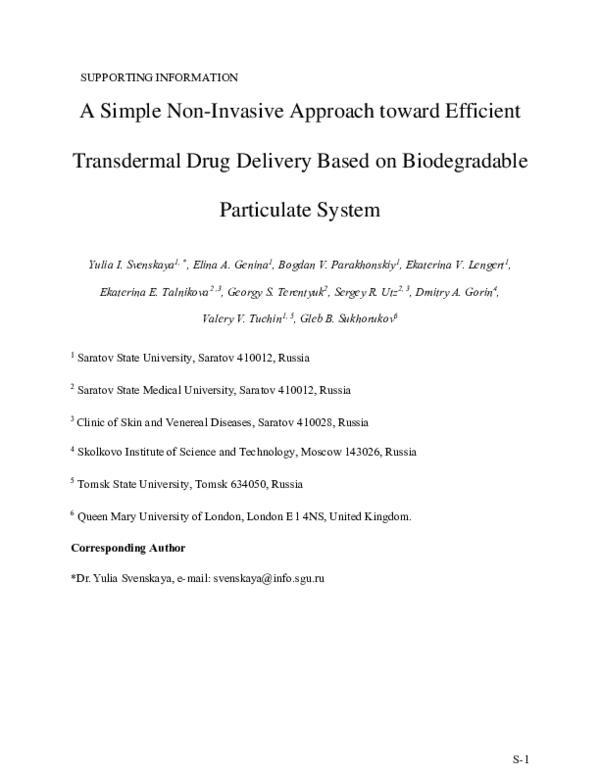 (PDF) A Simple Non-Invasive Approach toward Efficient Transdermal Drug ...