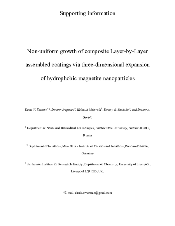 (PDF) Nonuniform Growth of Composite Layer-by-Layer Assembled Coatings ...