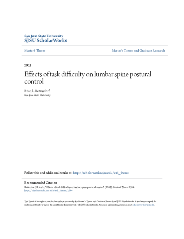 (PDF) Effects of task difficulty on lumbar spine postural control