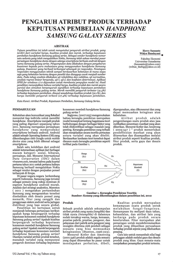 (PDF) Pengaruh Atribut Produk Terhadap Keputusan Pembelian Handphone Samsung Galaxy Series